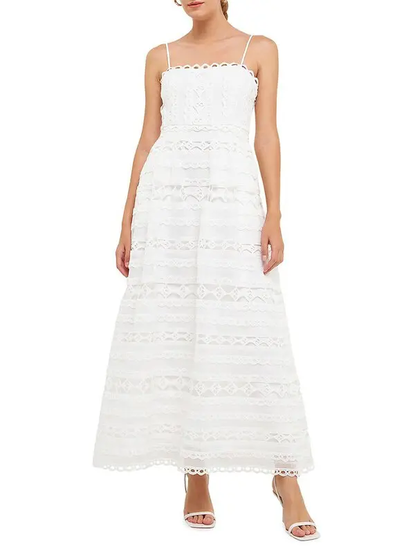 Endless Rose Combination Lace Spaghetti Strap Maxi Dress In White - 30% Off  | Editorialist