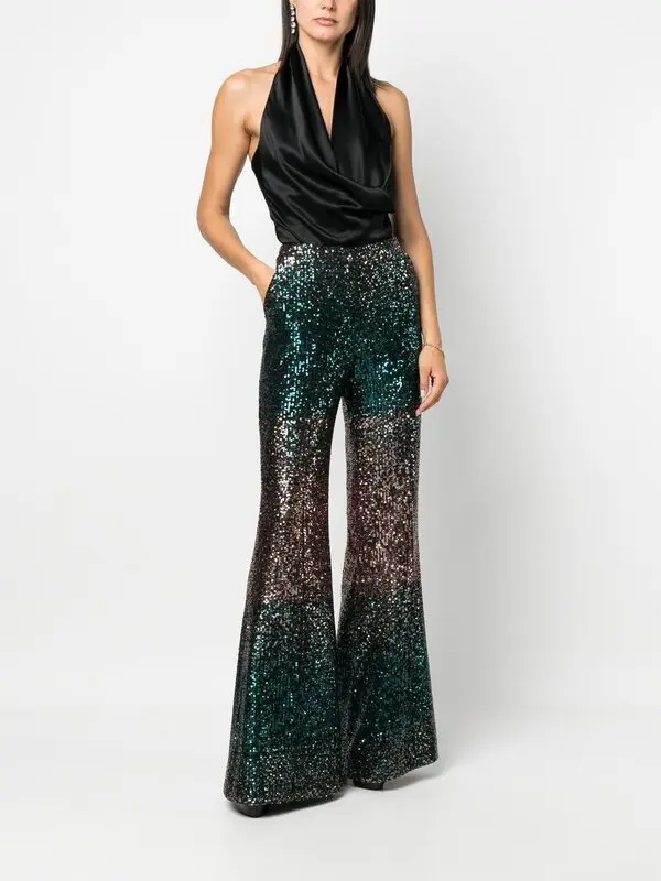 Elie Saab Two-tone Sequin Trousers - Green