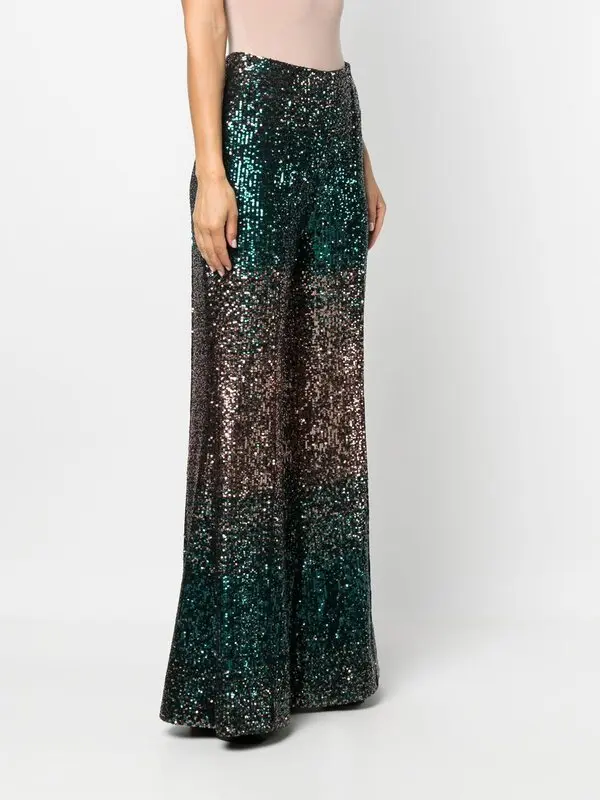 Elie Saab Two-tone Sequin Trousers - Green