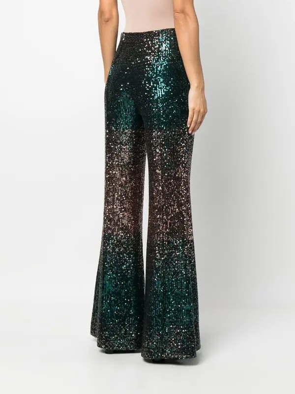 Elie Saab Two-tone Sequin Trousers - Green