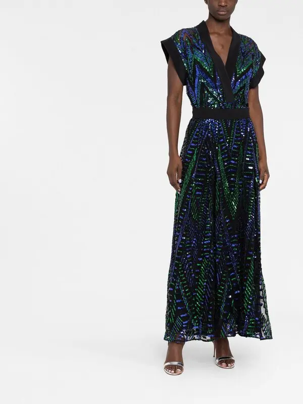 Elie Saab Sequin-embellished V-neck Dress
