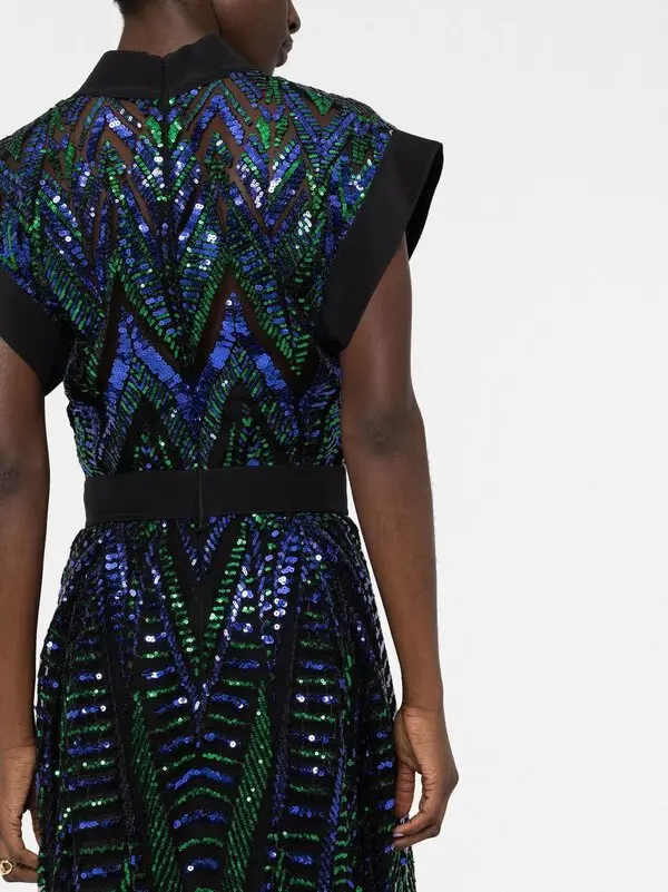 Elie Saab Sequin-embellished V-neck Dress