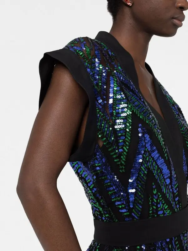 Elie Saab Sequin-embellished V-neck Dress