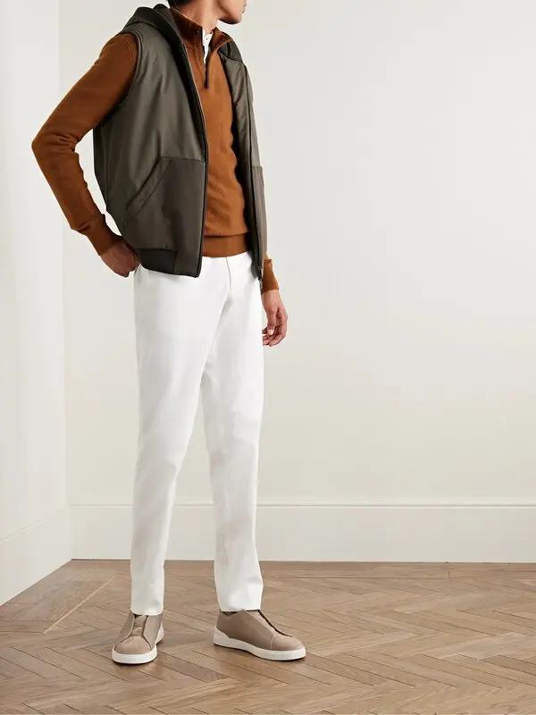 Zegna Slim-fit Straight-leg Stretch-cotton Twill Trousers - White