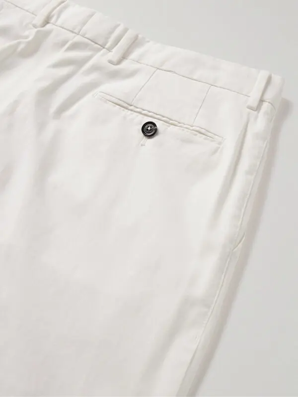 Zegna Slim-fit Straight-leg Stretch-cotton Twill Trousers - White