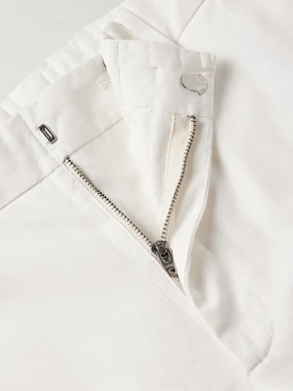 Zegna Slim-fit Straight-leg Stretch-cotton Twill Trousers - White