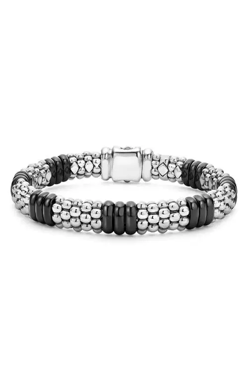 Lagos Black Caviar Ceramic Rope Bracelet - Black/silver