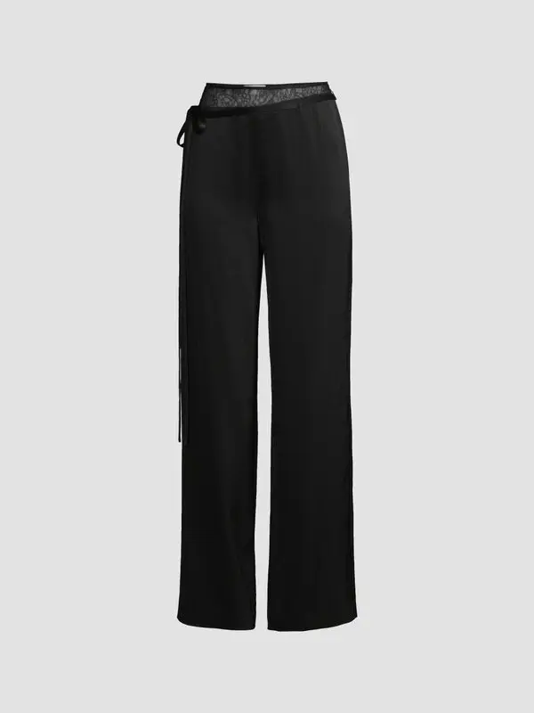 JASON WU Lace & Crepe-back Satin Wide-leg Pants - Black