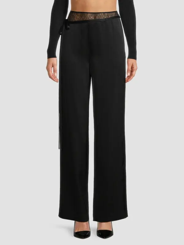 JASON WU Lace & Crepe-back Satin Wide-leg Pants - Black