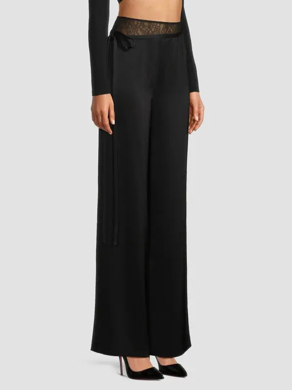 JASON WU Lace & Crepe-back Satin Wide-leg Pants - Black