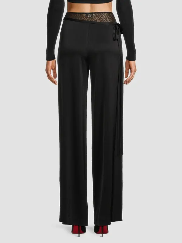 JASON WU Lace & Crepe-back Satin Wide-leg Pants - Black