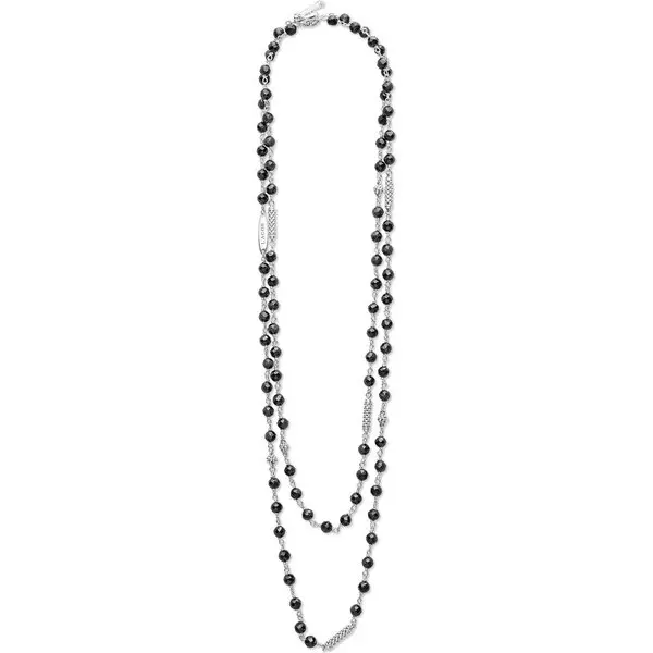 Lagos Caviar Icon Ceramic Layered Necklace - Black/ Silver