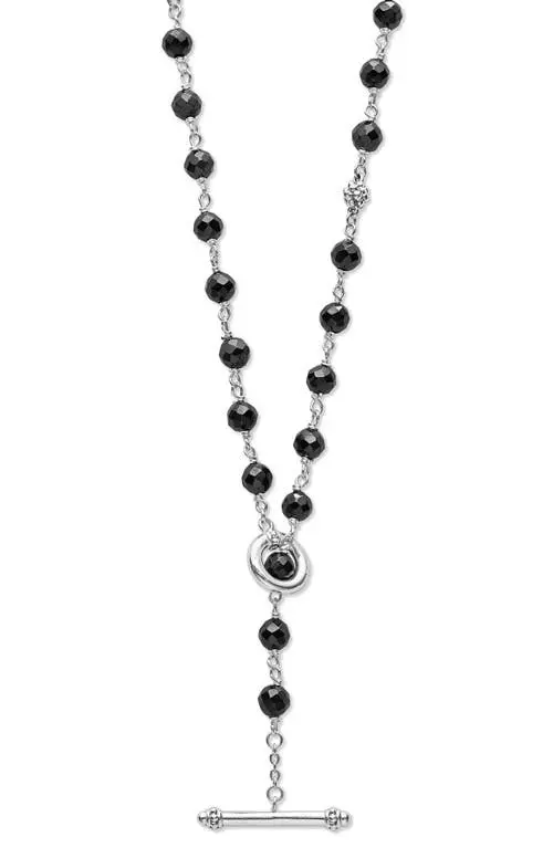 Lagos Caviar Icon Ceramic Layered Necklace - Black/ Silver