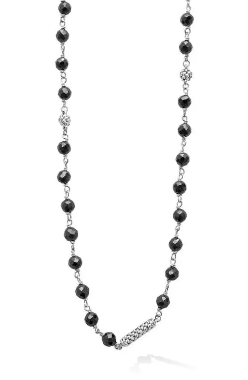 Lagos Caviar Icon Ceramic Layered Necklace - Black/ Silver
