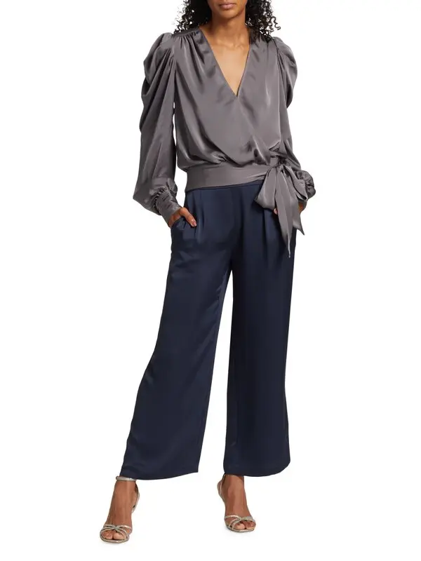 Ramy Brook Joss Cropped Wide-leg Satin Pants