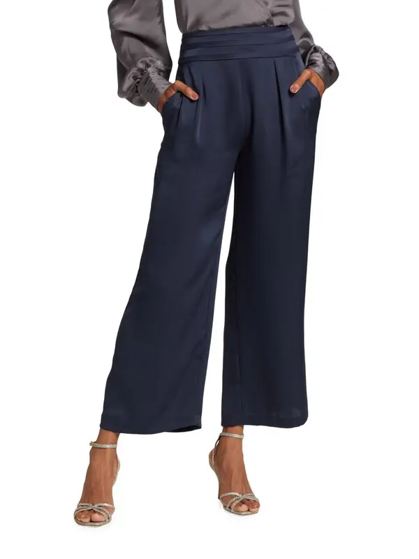 Ramy Brook Joss Cropped Wide-leg Satin Pants
