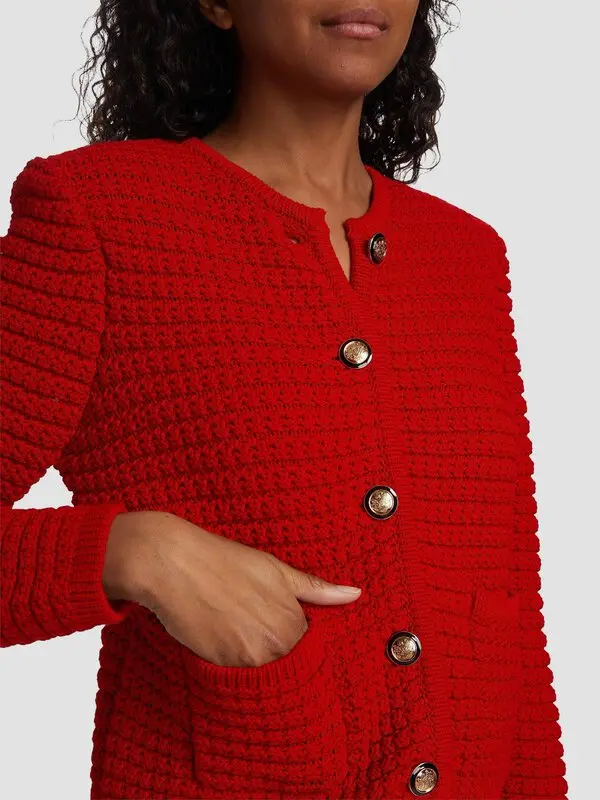 Ba&sh Gaspard Knit Cotton-blend Cardigan - Rouge