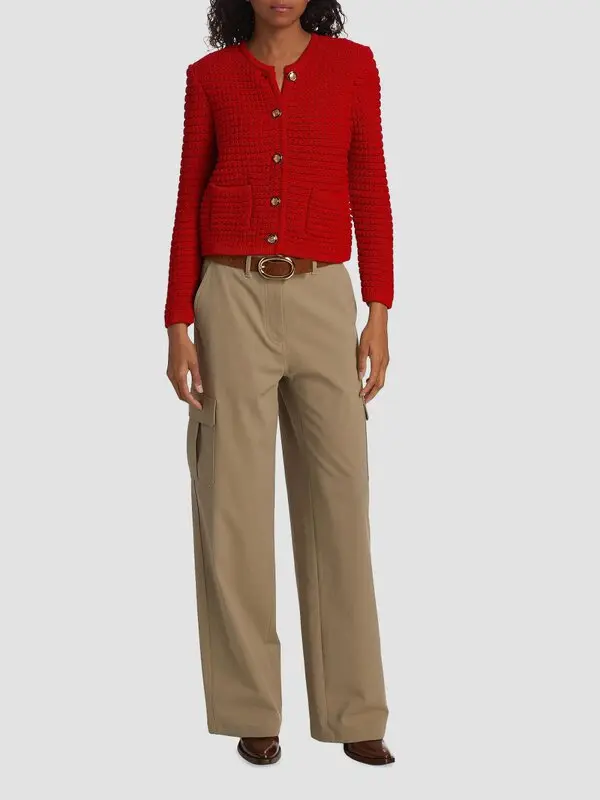 Ba&sh Gaspard Knit Cotton-blend Cardigan - Rouge