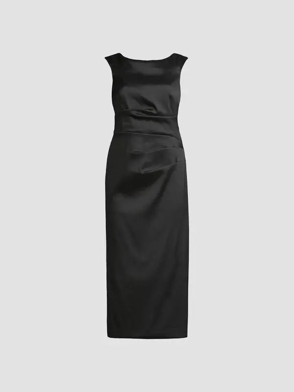 Aidan Mattox Draped Mikado Sheath Dress - Black