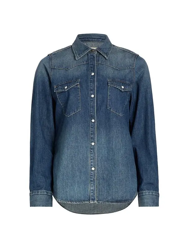 NILI LOTAN Travis Oversized Denim Shirt - Classic Wash