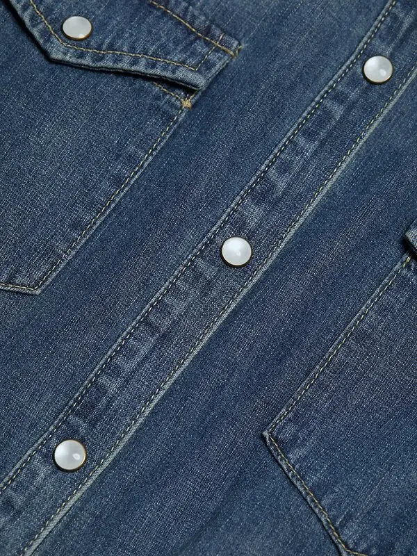 NILI LOTAN Travis Oversized Denim Shirt - Classic Wash