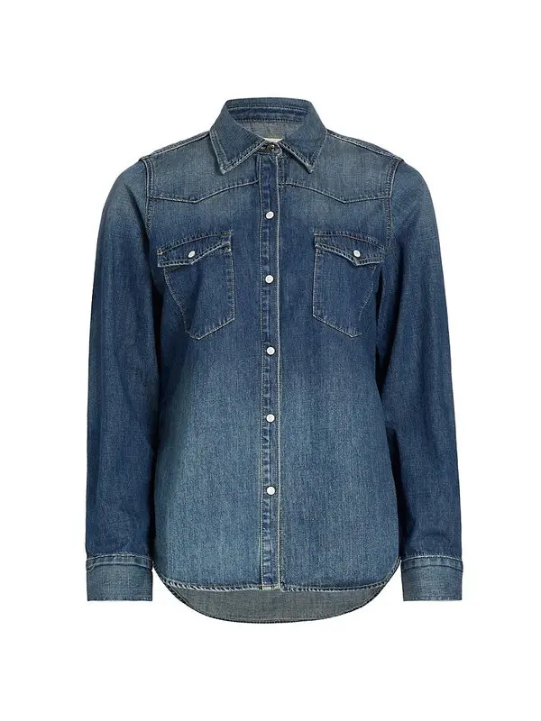 NILI LOTAN Travis Oversized Denim Shirt - Classic Wash