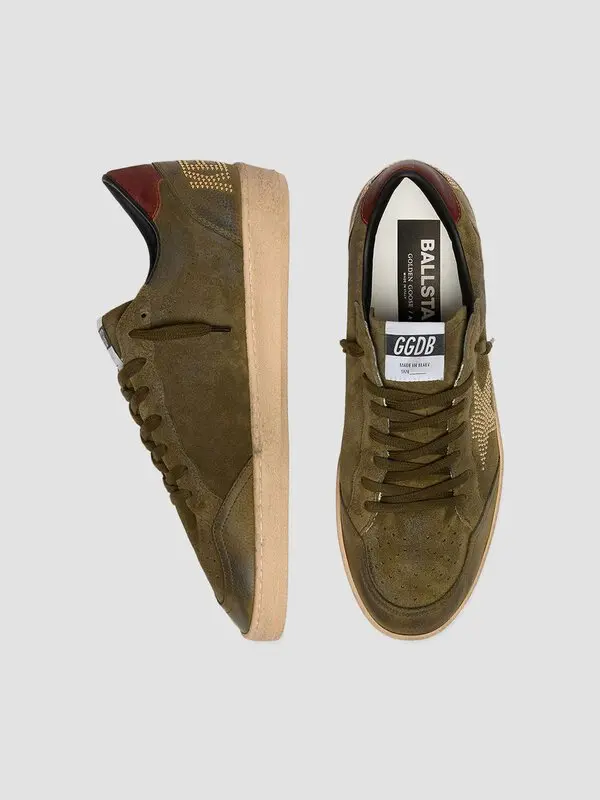 GOLDEN GOOSE Ballstar Suede Low-top Sneakers - Olive Night