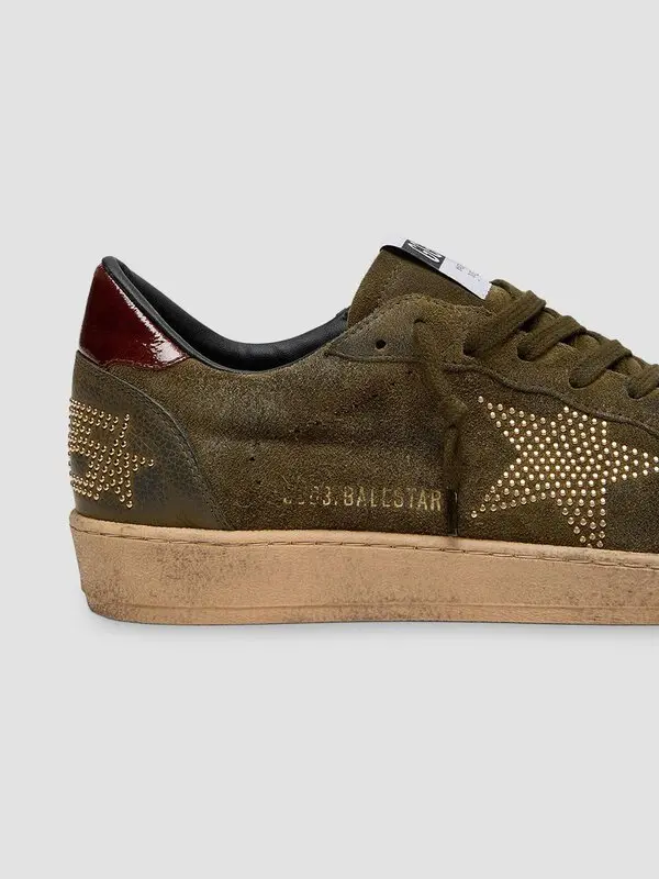 GOLDEN GOOSE Ballstar Suede Low-top Sneakers - Olive Night