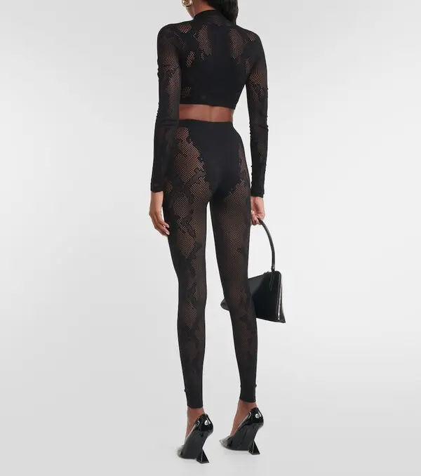 DION LEE Cobra Fishnet Leggings