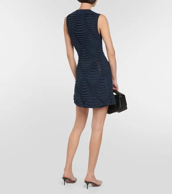 Alaïa Snake-effect Knit Minidress - Blue