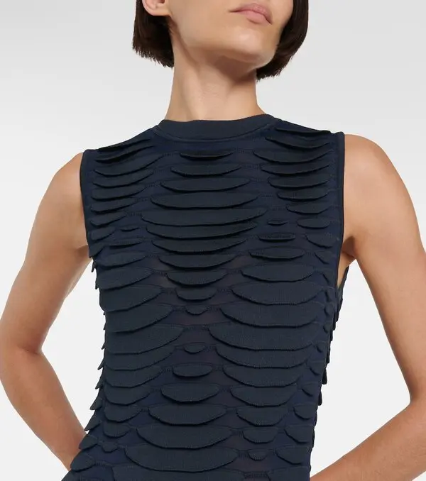 Alaïa Snake-effect Knit Minidress - Blue