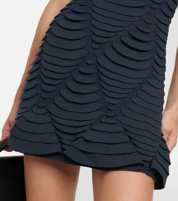 Alaïa Snake-effect Knit Minidress - Blue