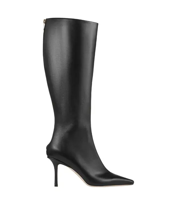 JIMMY CHOO Agathe 85 Leather Knee-high Boots - Black