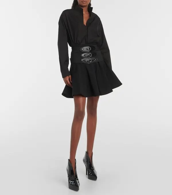 Alaïa Belted Wool Miniskirt