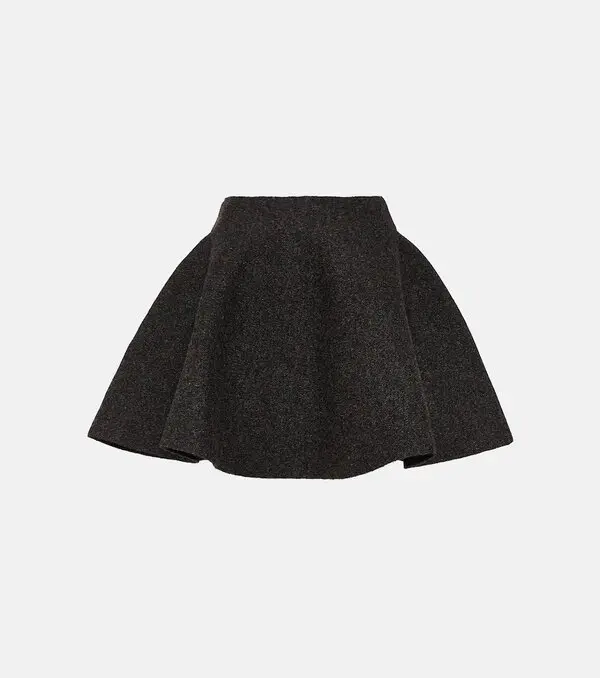 Alaïa Wool-blend A-line Miniskirt - Grey