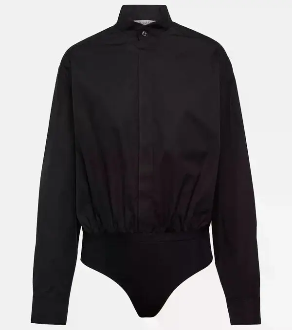 AZZEDINE ALAIA Alaïa Cotton Poplin Bodysuit - Black