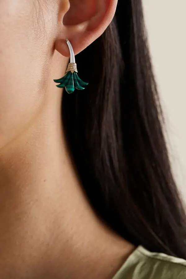 L’ATELIER NAWBAR Big Flower 18-karat Multi-stone Dangle Earrings