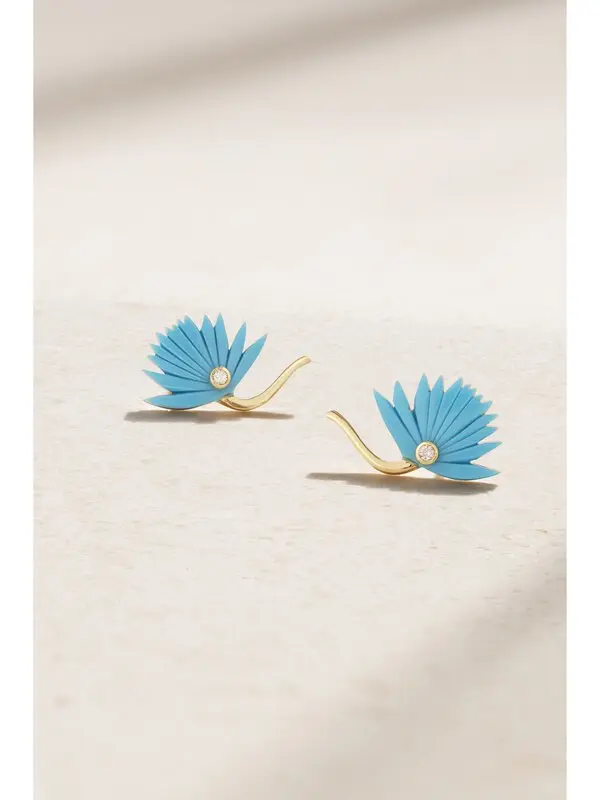 L’ATELIER NAWBAR 18-karat Turquoise And Diamond Earrings - Gold