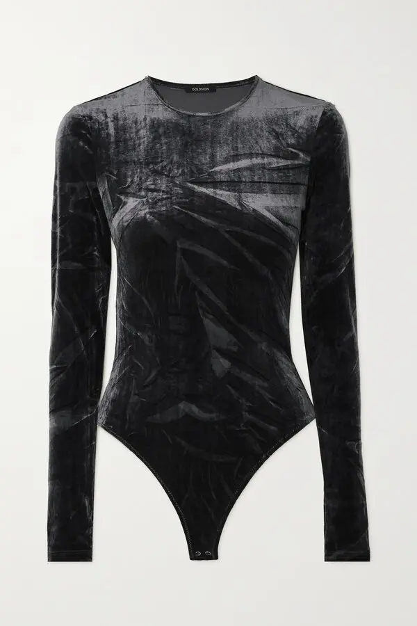 GOLDSIGN The Wheeler Stretch-velvet Bodysuit