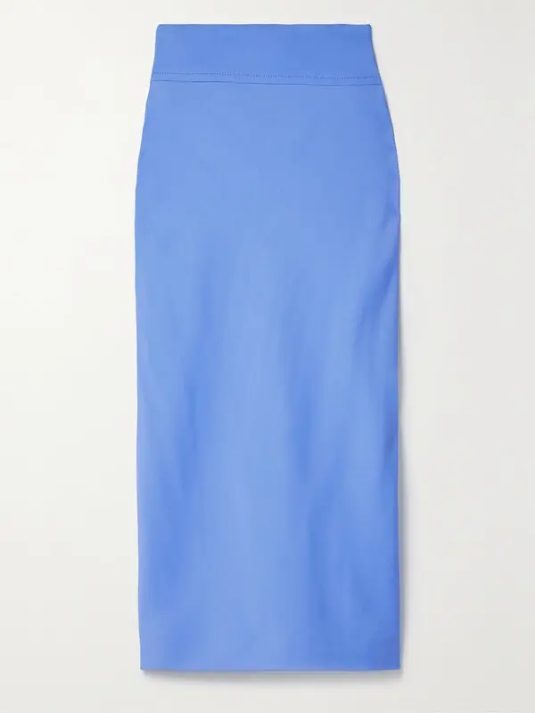 Another Tomorrow Net Sustain Crepe Midi Skirt - Blue