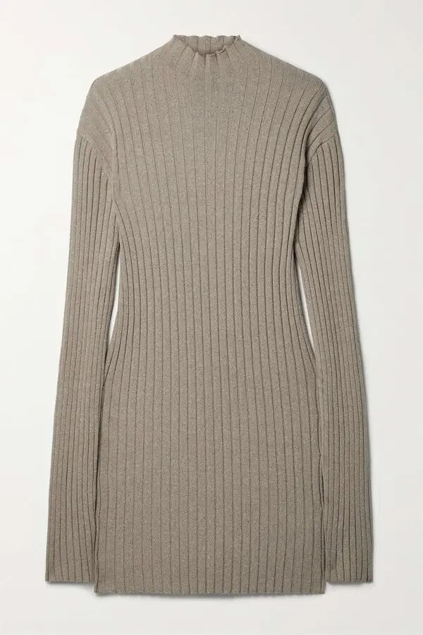 THE ROW Deidree Ribbed Silk Sweater - Taupe