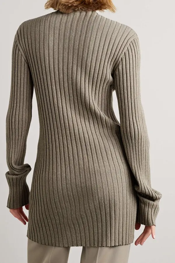 THE ROW Deidree Ribbed Silk Sweater - Taupe