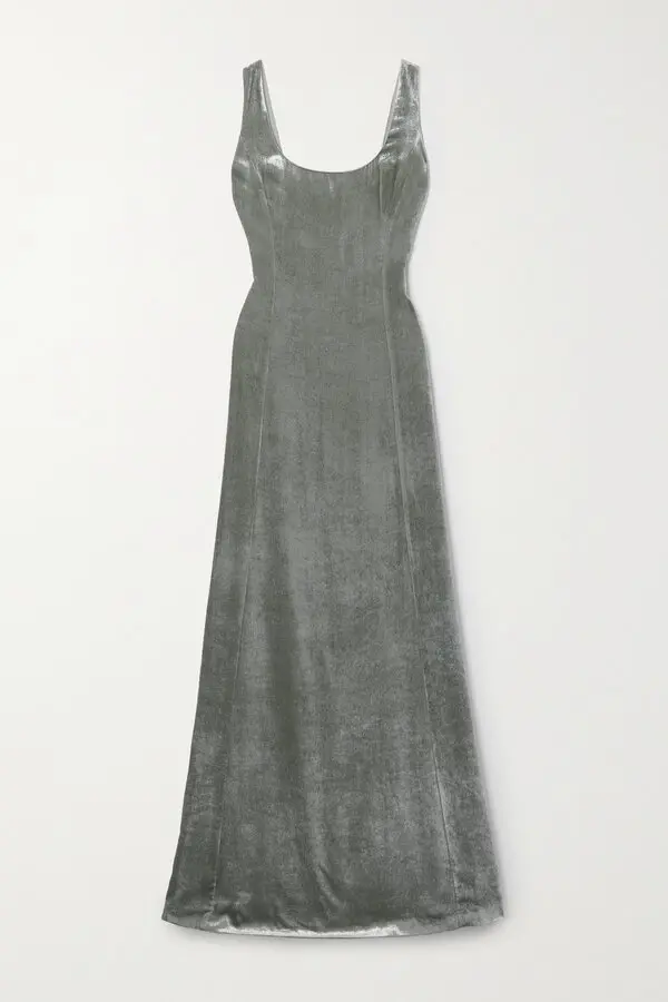 Ralph Lauren Metallic Velvet Gown In Gray - 40% Off | Editorialist