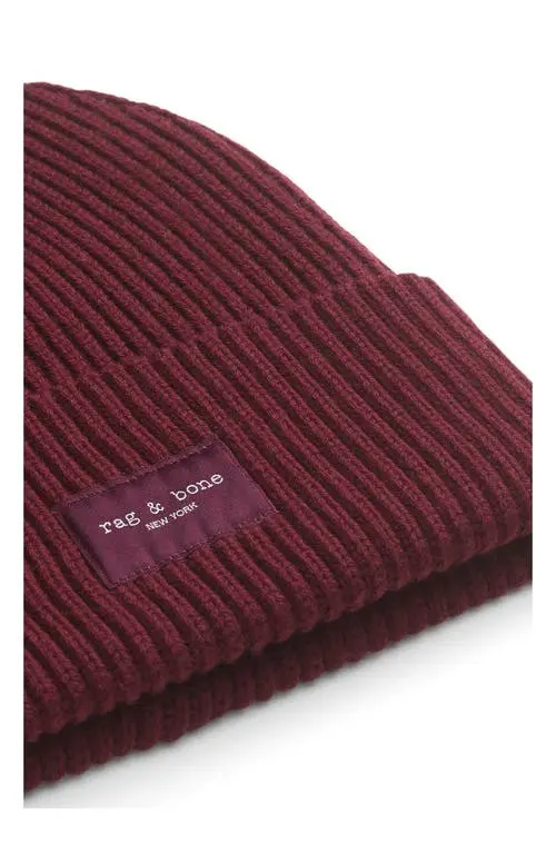 Rag & Bone Blake Ribbed Beanie - Burgundy