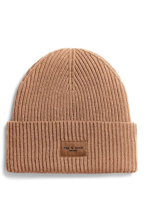 Rag & Bone Blake Ribbed Beanie - Camel