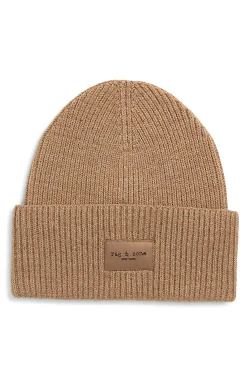 Rag & Bone Blake Ribbed Beanie - Camel