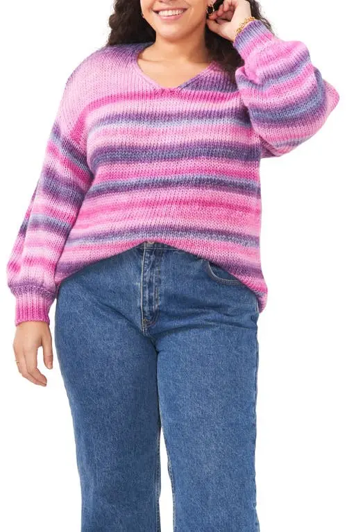 Vince Camuto Roving Stripe Sweater - Berry Hibiscus