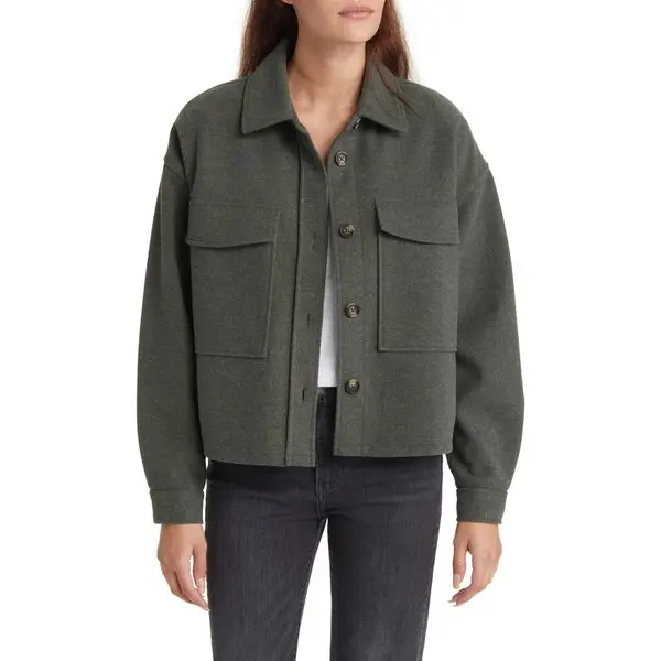 BEACHLUNCHLOUNGE Double Face Crop Jacket - Olive Heather