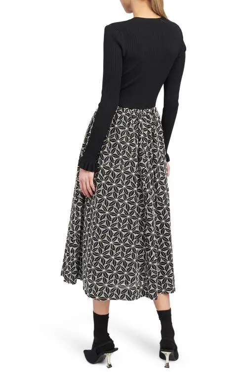 EN SAISON Brynn Mixed Media Midi Dress