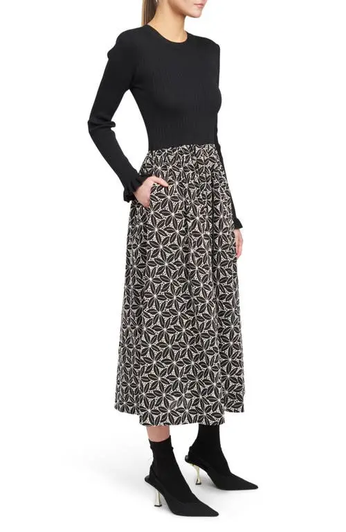 EN SAISON Brynn Mixed Media Midi Dress